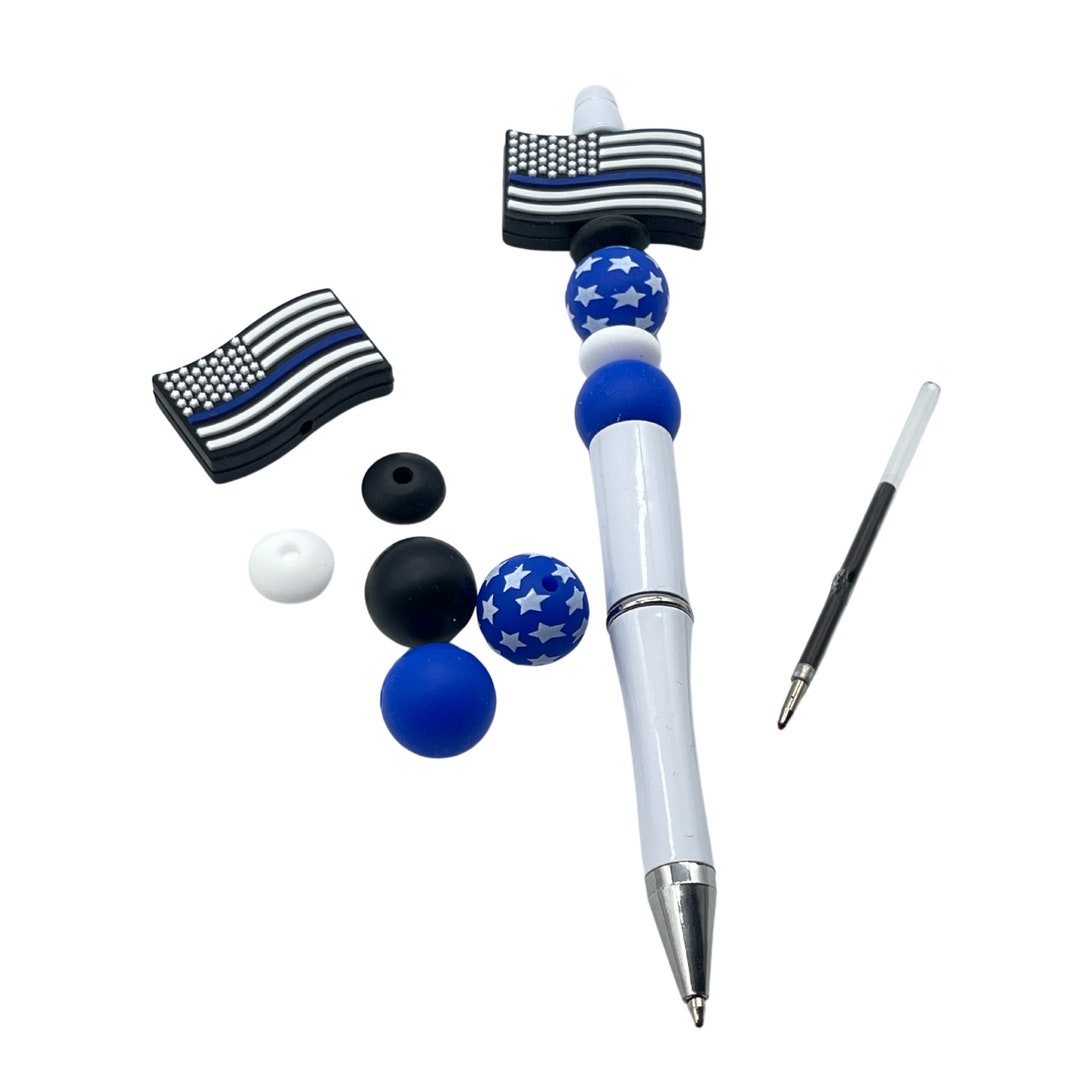 Thin Blue Line Beaded Pen Kit Customizable Patriotic Pen With Stars and ...