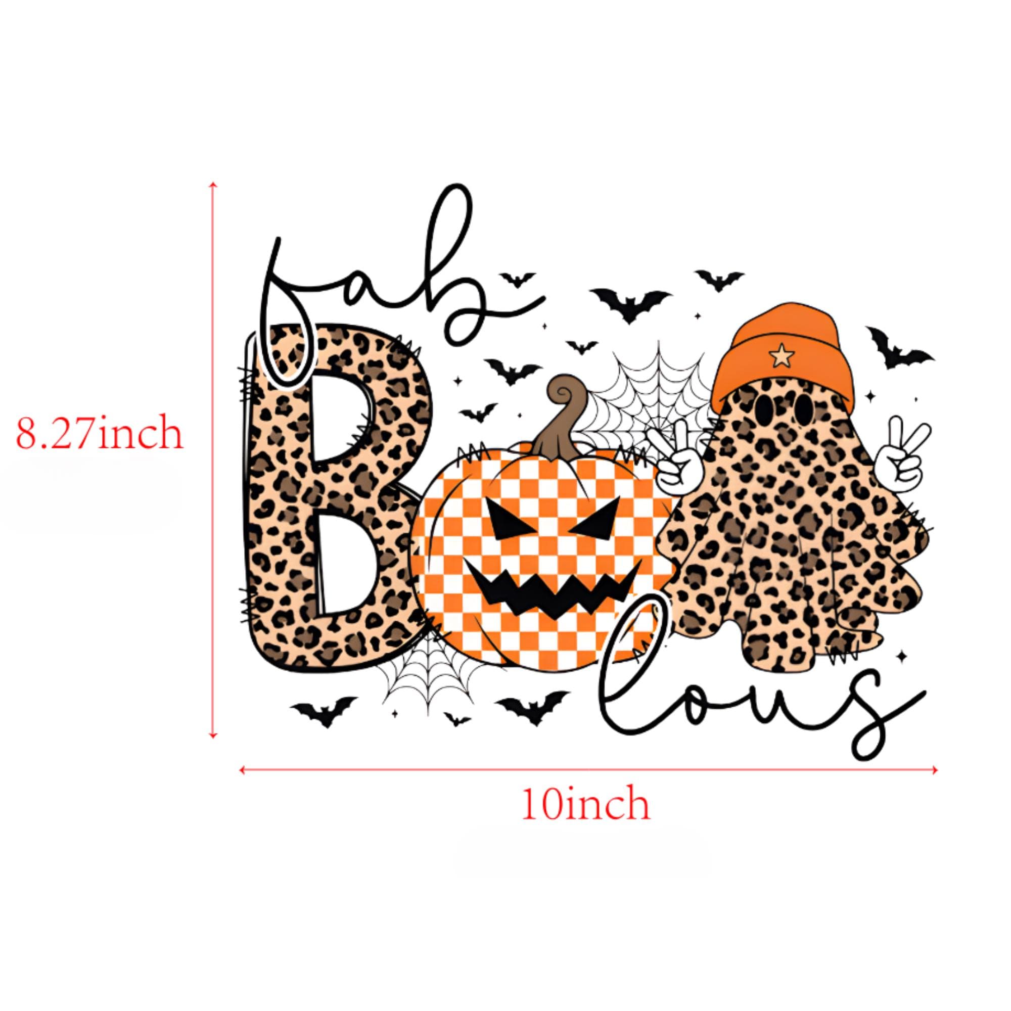 Leopard Ghost & Checkered Pumpkin Screen Print Transfer - Halloween ...