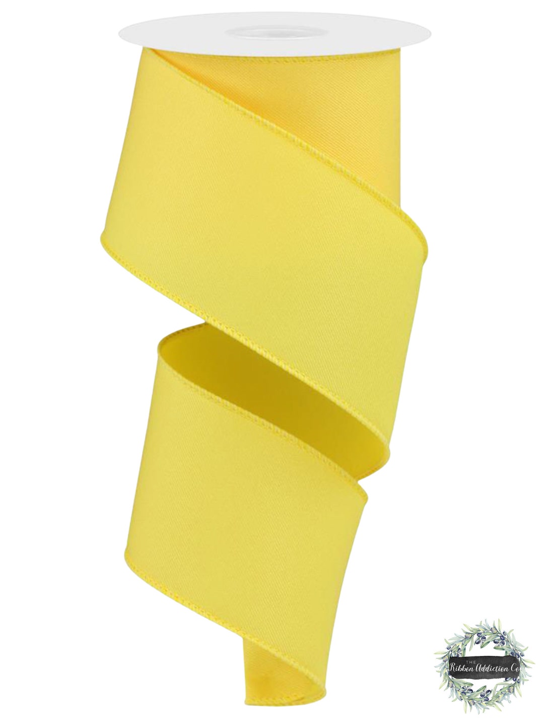 YELLOW WIRED RIBBON Diagonal Weave Fabric 2.5 X 10 Yds Used for Wreaths ...