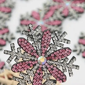 Colorful Pink & Diamond Rhinestones Snowflake Patches, Christmas DIY ...