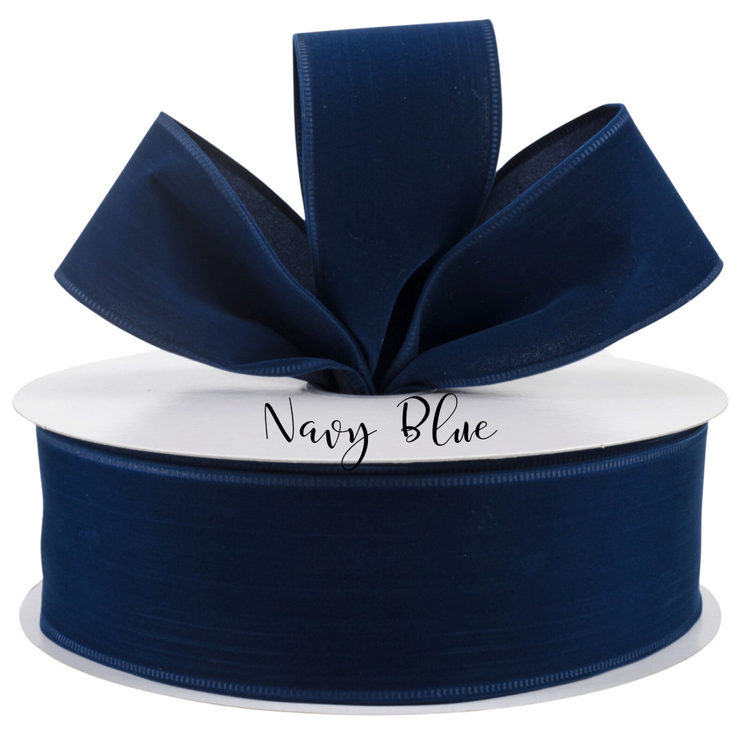 NAVY BLUE VELVET Wired Ribbon Sold in Increment of 5 Yd - Etsy