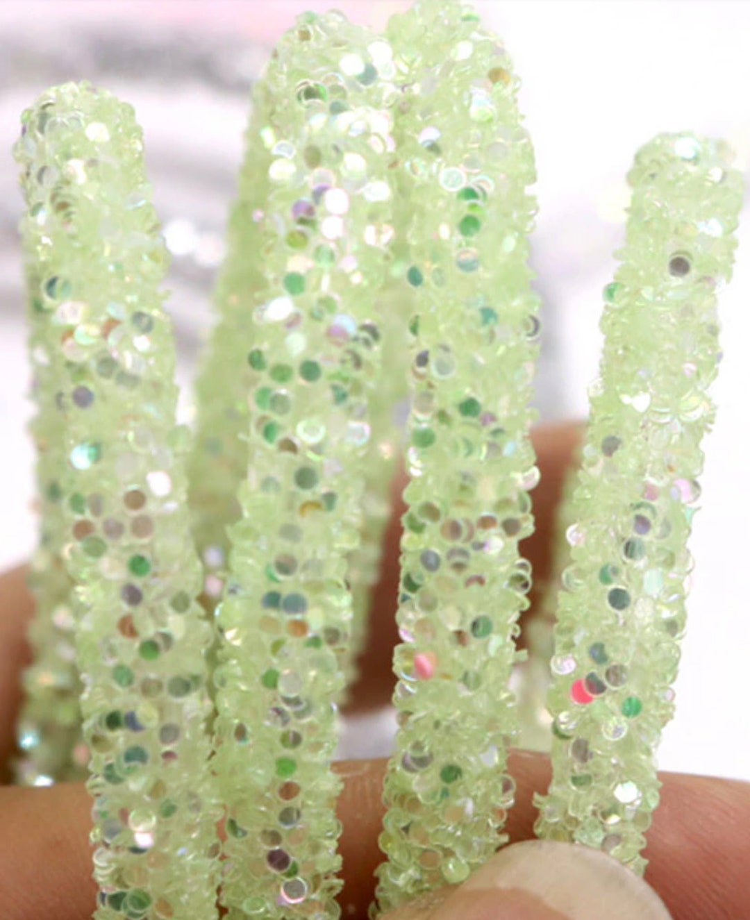 Glitter Tubing GLITTER RESIN ROPE Celery Green Sold by the Yard Make ...