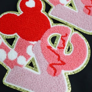 Valentine Patch "love Chenille Patch With Gold Glitter Trim, Heartbeat ...