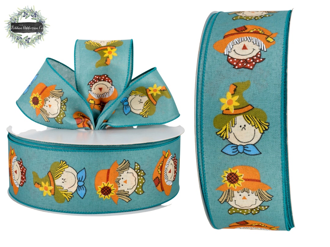 FALL WIRED RIBBON | Scarecrow Pattern | Cut to Size | Used for Wreaths ...