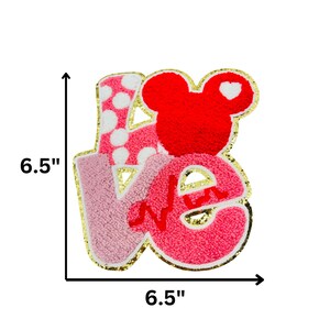 Valentine Patch "love Chenille Patch With Gold Glitter Trim, Heartbeat ...