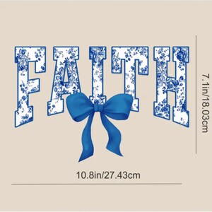 DTF Heat Transfer | FAITH Bow | Ready to Press | 10.8" X 7.3" | DTF ...