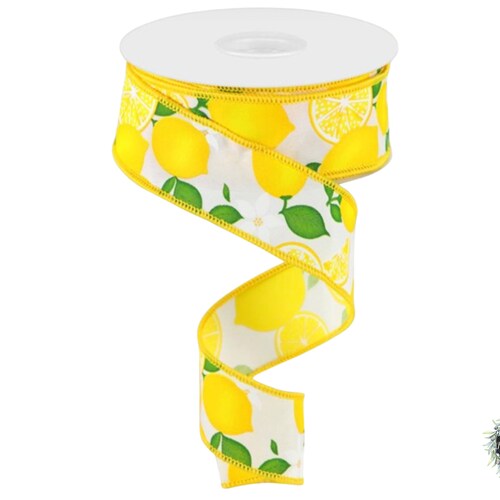 Lemon on Check Wired Ribbon by the Roll 2.5 X 10 Yards - Etsy