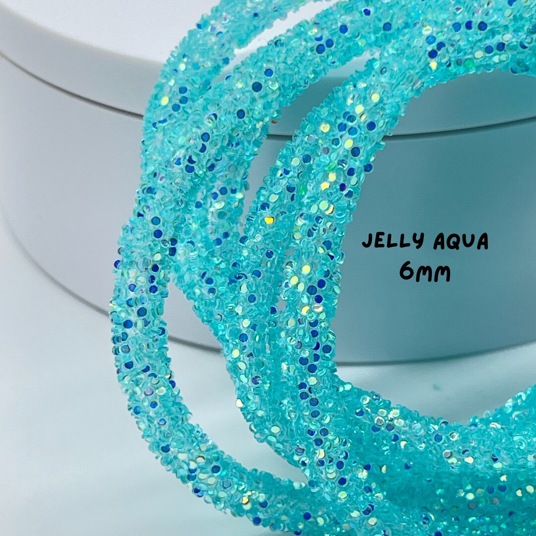 Aqua Glitter Jelly Rope: 6mm Rhinestone Tubing - Craft Supply - Etsy