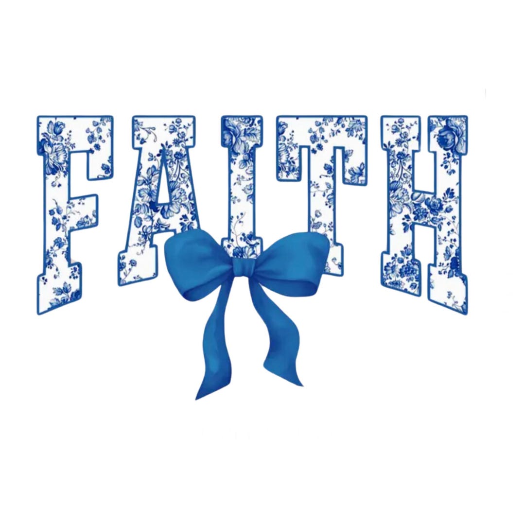 DTF Heat Transfer | FAITH Bow | Ready to Press | 10.8" X 7.3" | DTF ...