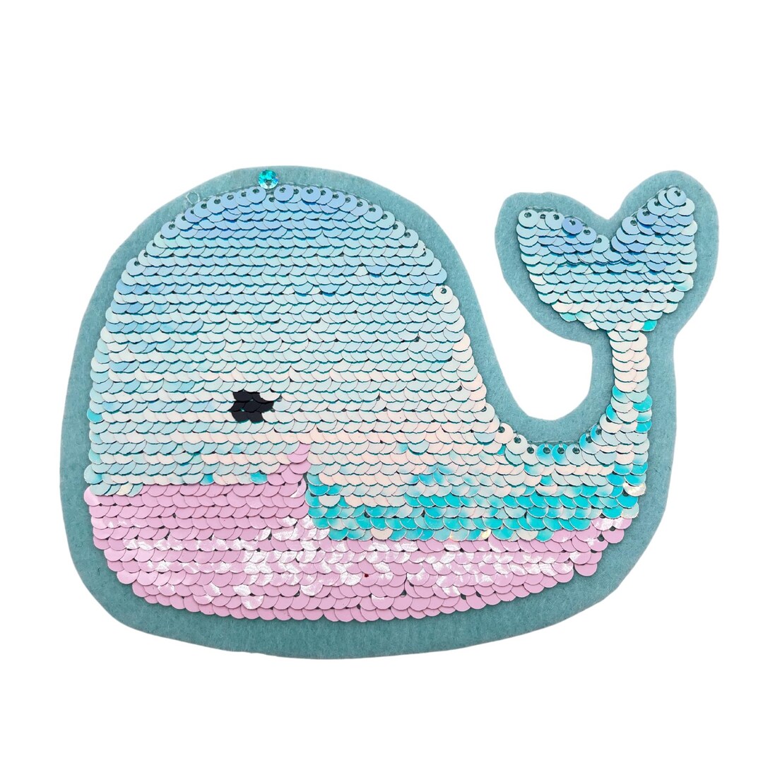 Whale Sequin Patch | Iron-on Patch | 4.13" H X 5.71" W | Unique Patch ...