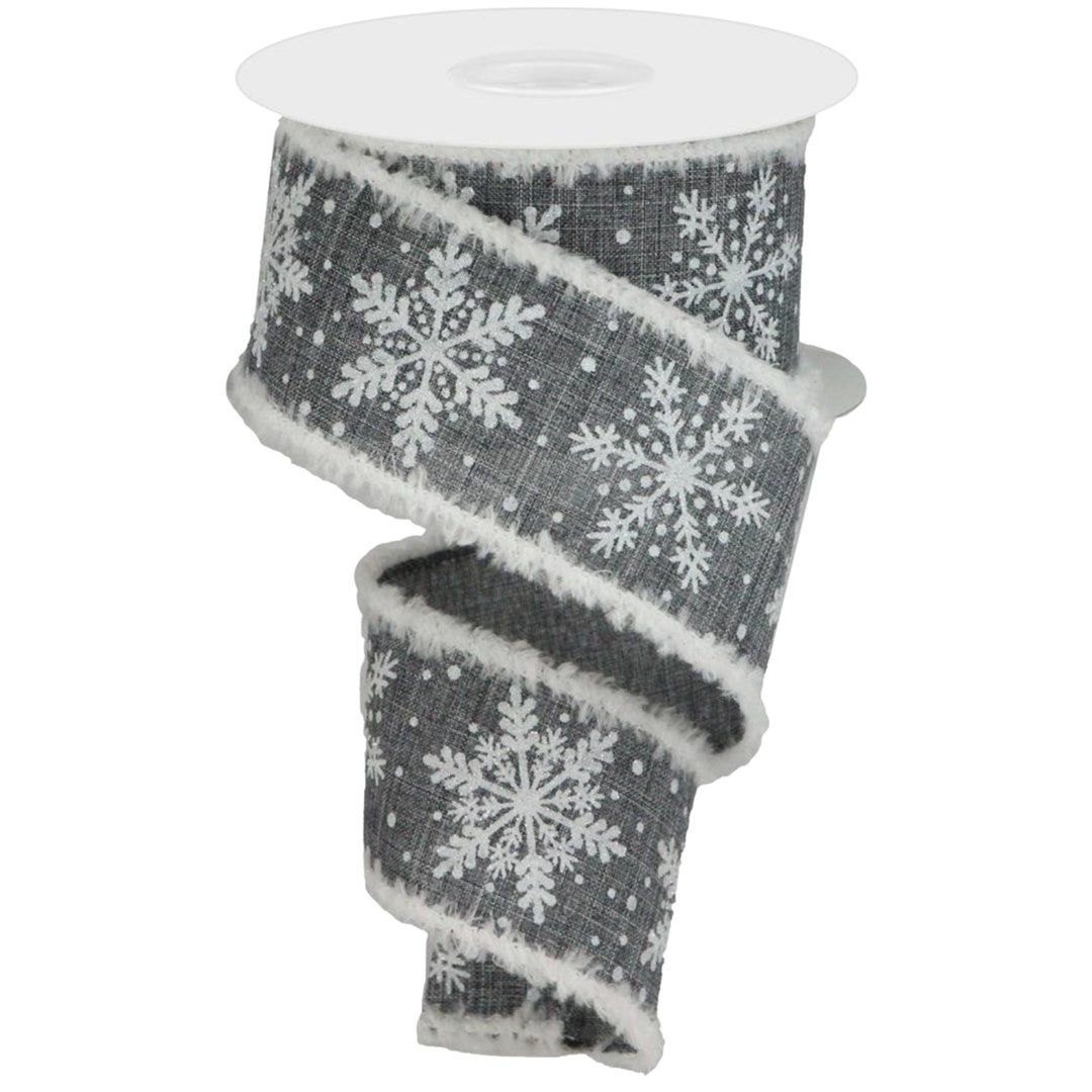 WINTER or CHRISTMAS Wired Ribbon Glitter Snowflake Ribbon 2.5x10yds ...