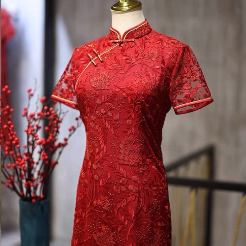 Modern Cheongsam Red Mermaid Chinese Wedding Dress - Etsy
