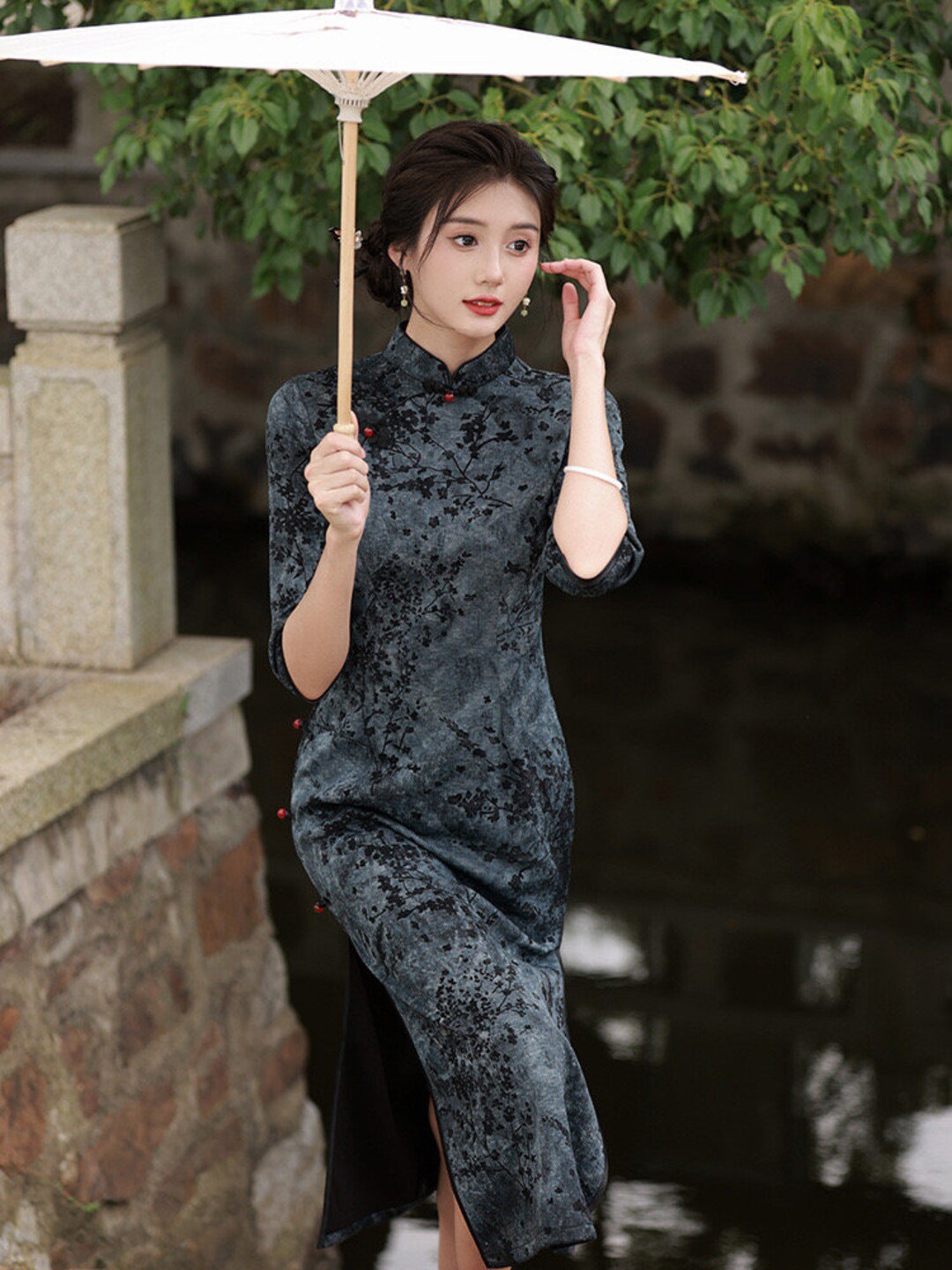 Modern Chinese Qipao Chinese Qipao 3/4 Sleeve Evening - Etsy