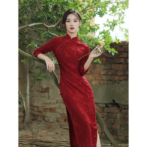 Custom Red Lace Bridal Cheongsam Red Cheongsam Dress - Etsy