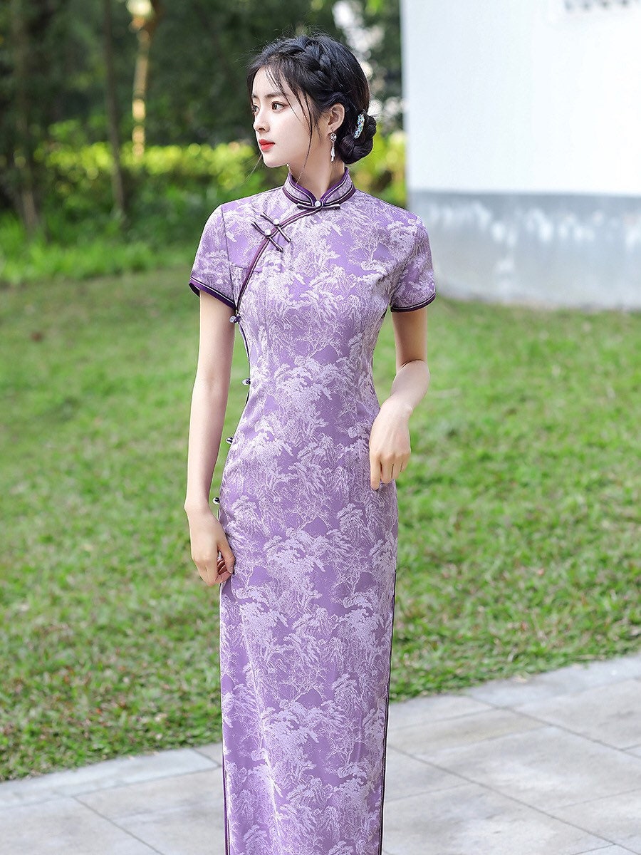 Elegant Chinese Cheongsam Dress Light Purple Qipao Ball - Etsy