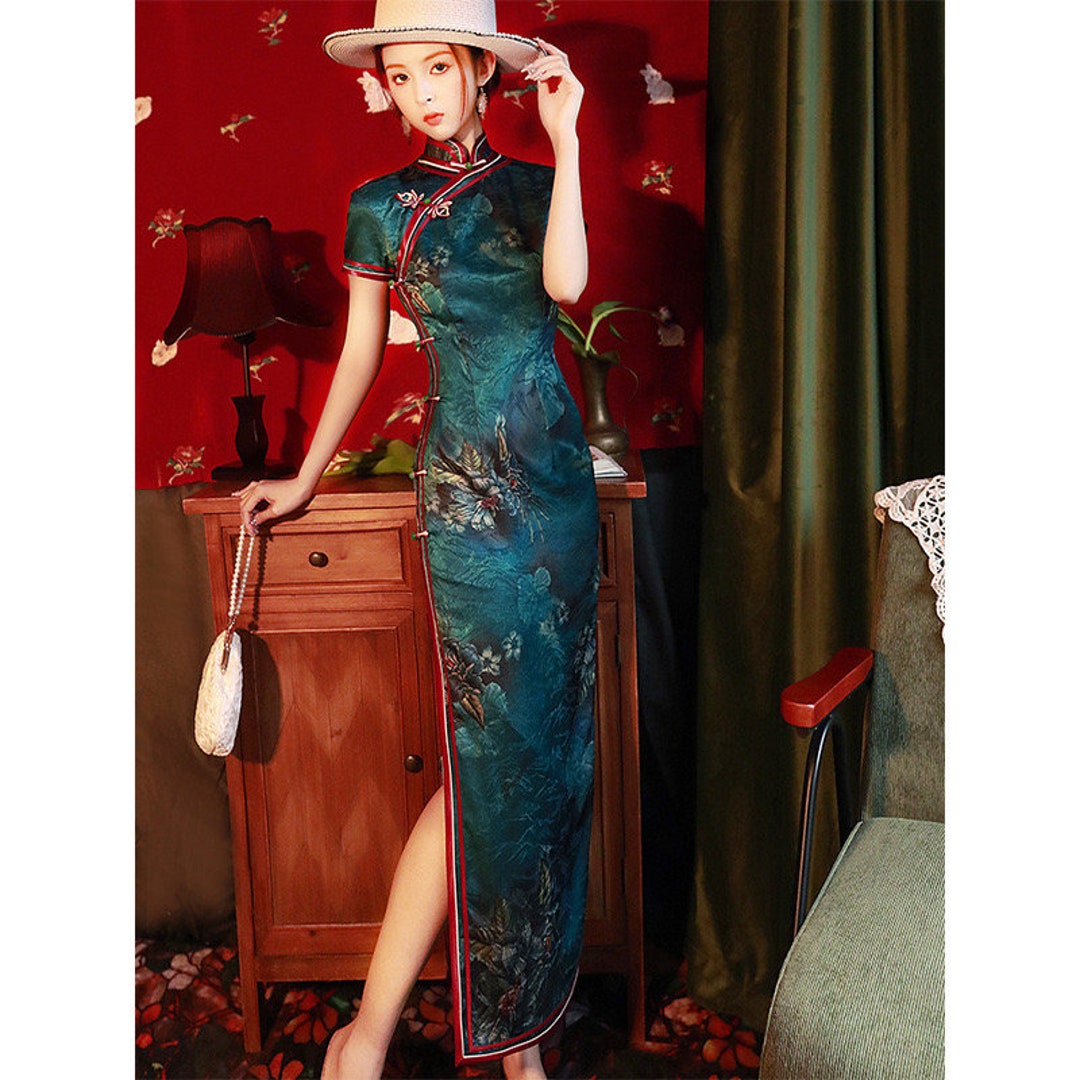 Modern Chinese Qipao Cheongsam Dress Evening Dress Floral - Etsy