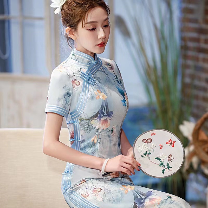 Cheongsam Top Blue