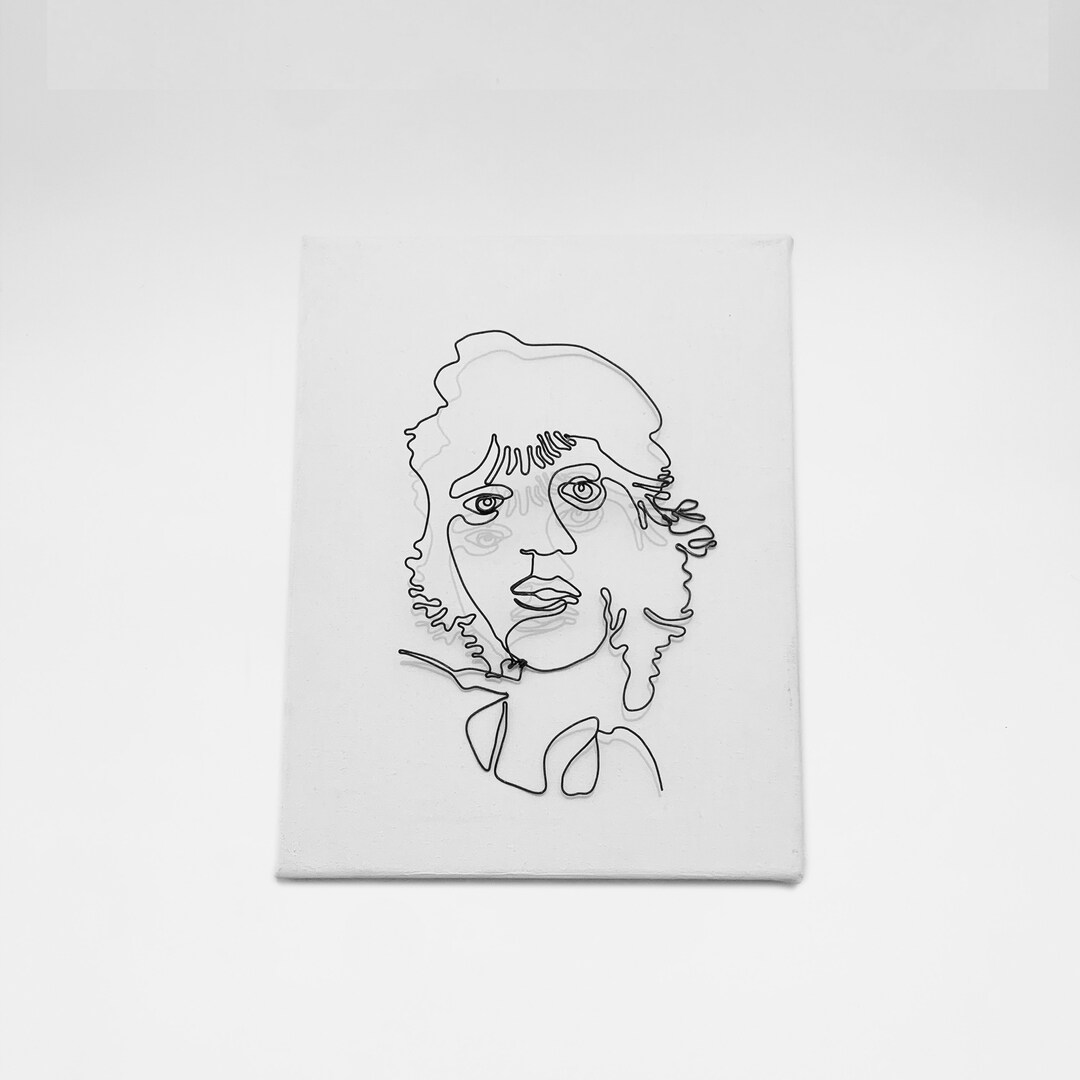 MIC JAGGER / Portrait / Steel Wire Sculpture on Canvas - Etsy