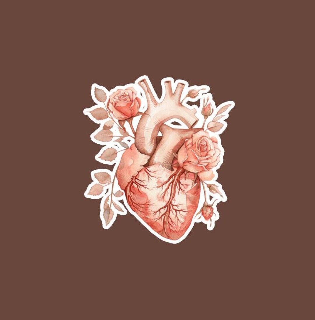 Anatomical Heart Sticker, Floral Blooming Heart Sticker/decal Made by ...