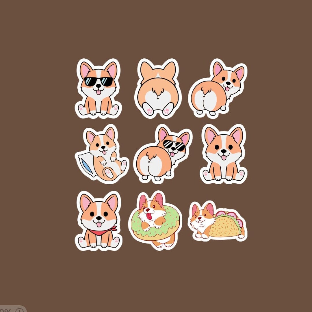 Funny Kawaii Corgi Sticker 9 Pack/set Cute Adorable Made by ...