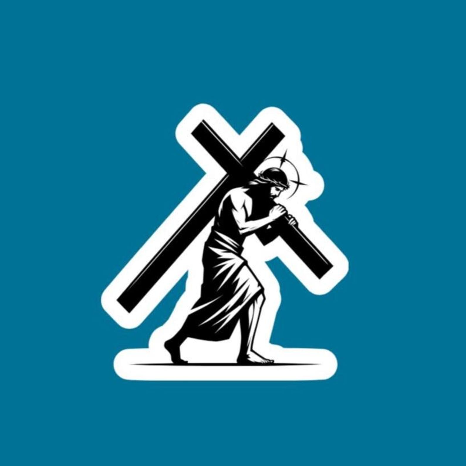 Jesus Carrying Cross Glossy Vinyl Sticker - Etsy