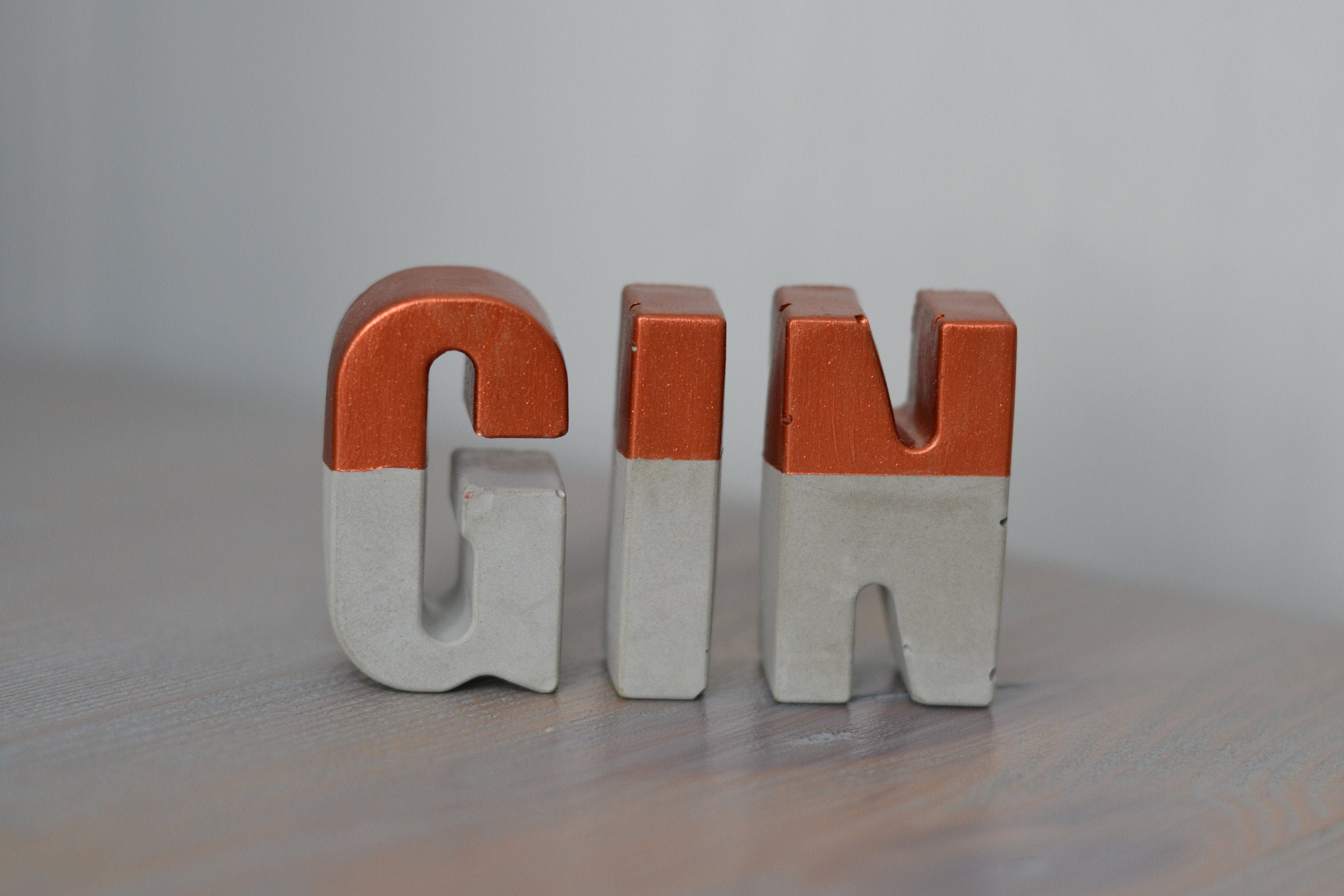 Concrete Letters 'gin' in Copper Decorations, Cabinets, Ornament - Etsy