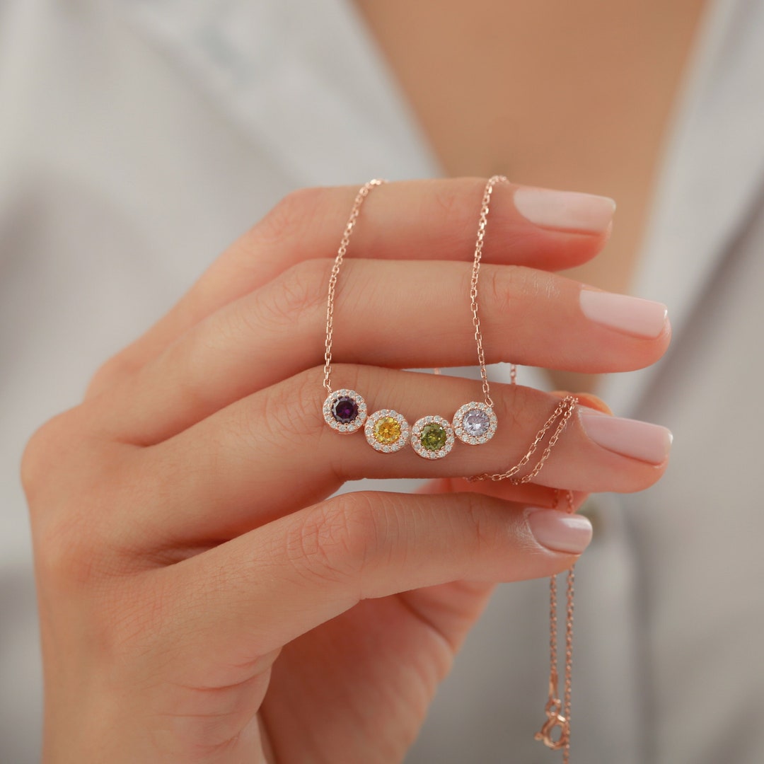 Personalized Birthstone Necklace, Custom Birthstone Jewelry, Family ...