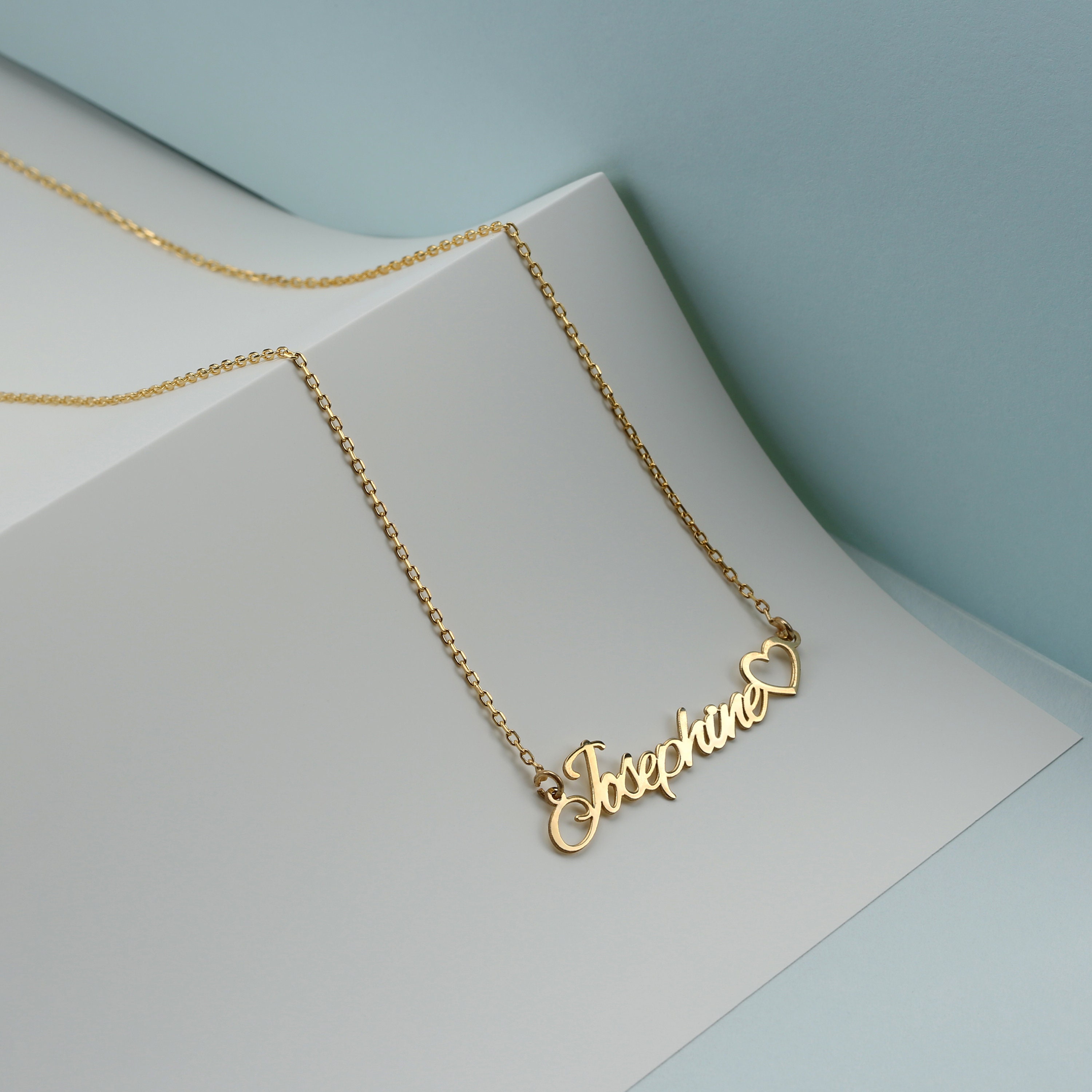 Name Necklace With Heart Name Necklace Gold Personalized - Etsy