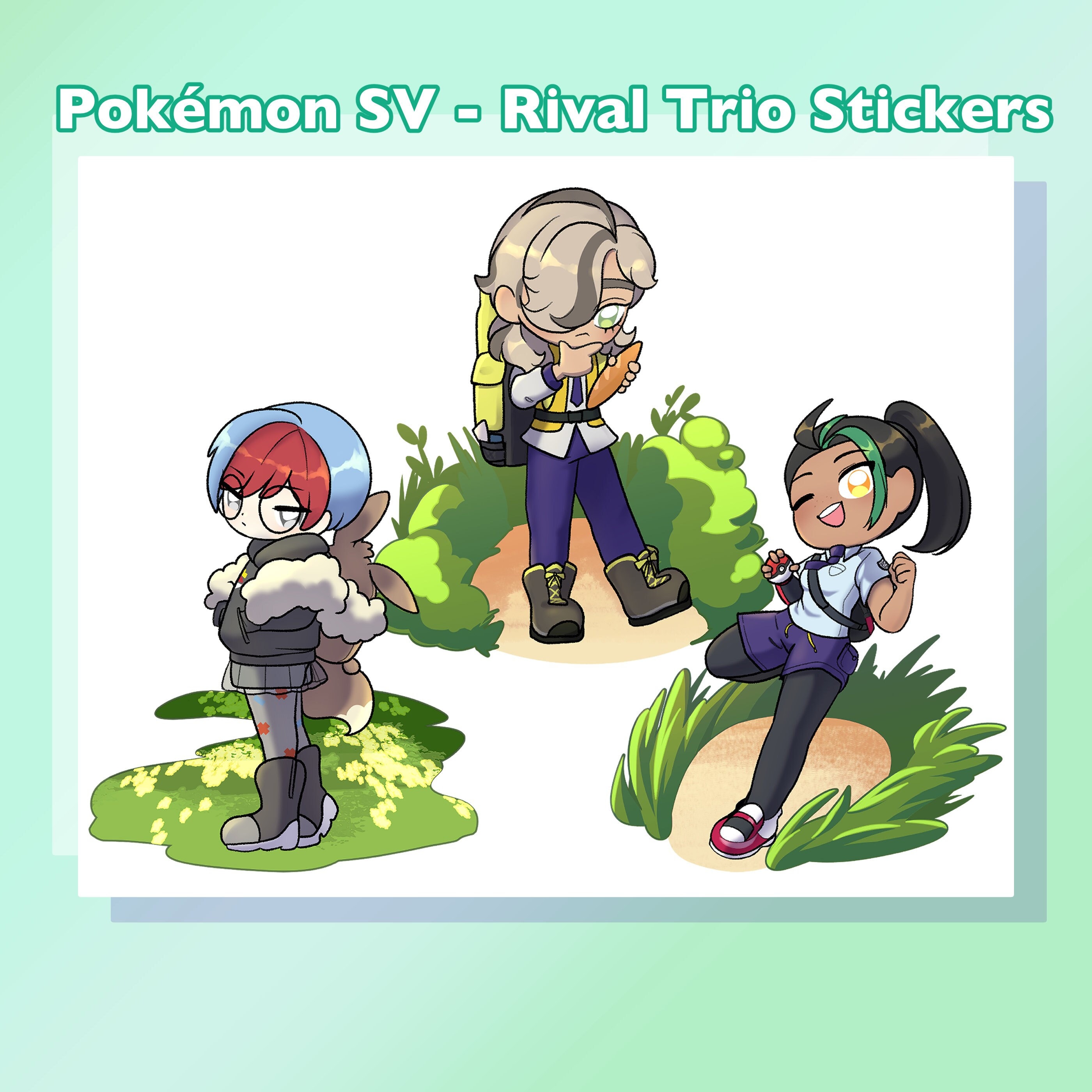 Pokemon Scarlet and Violet Rival Trio Stickers Arven Nemona Penny - Etsy