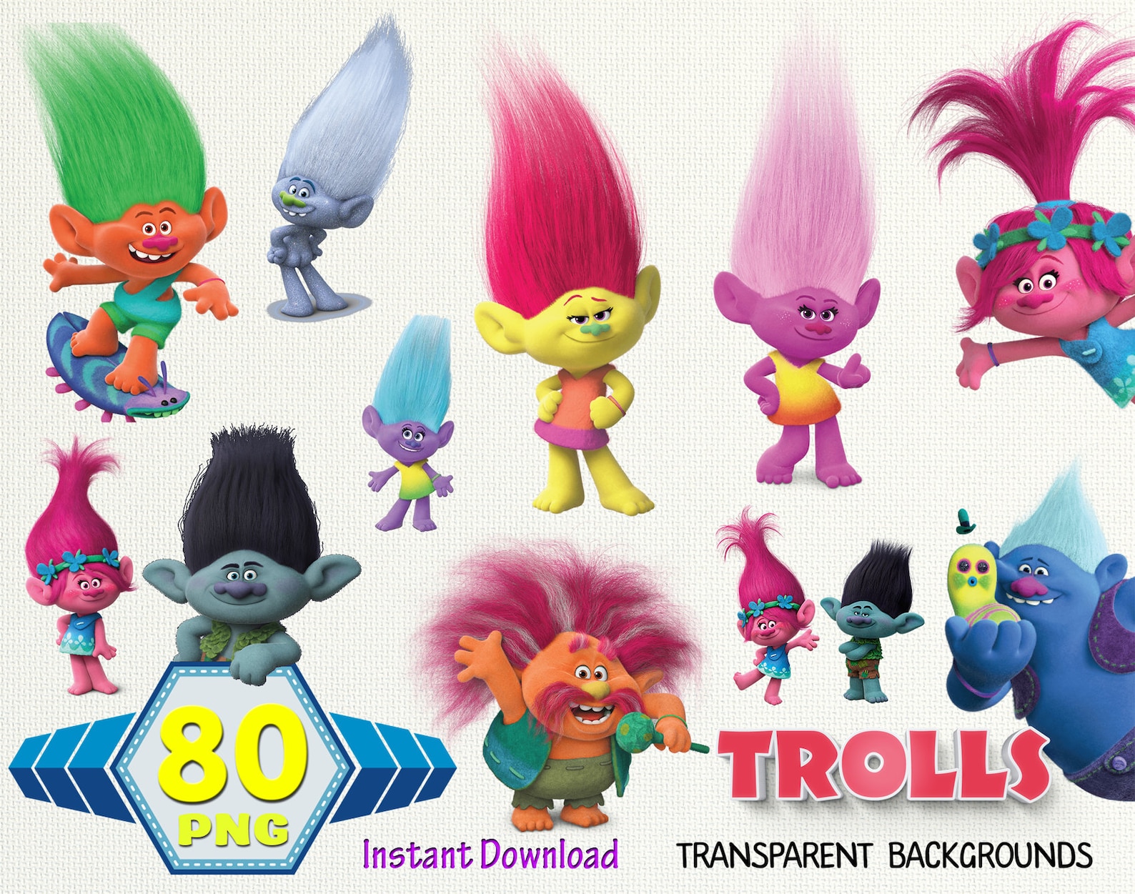 TROLLS Clipart trolls images trolls characters trolls | Etsy