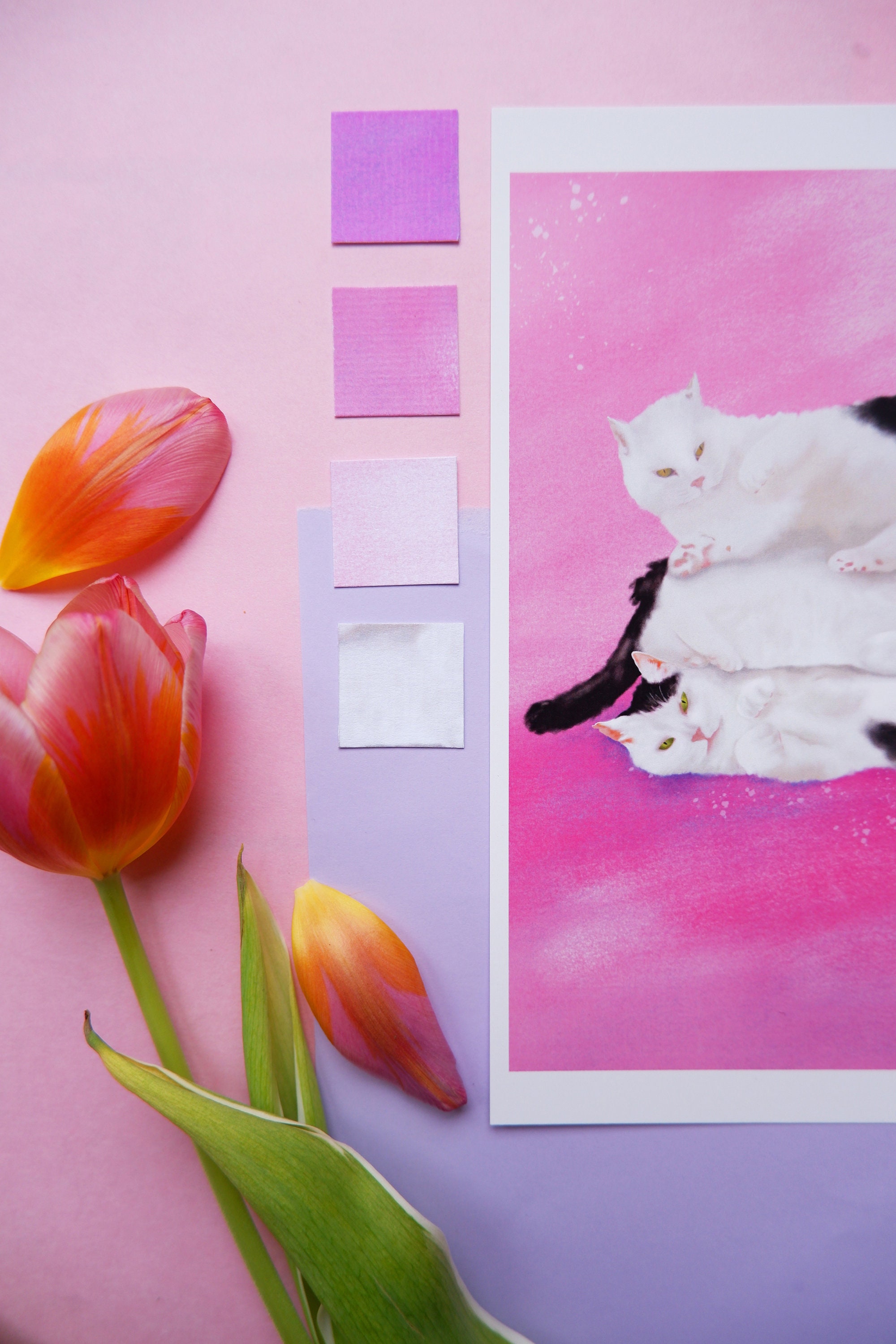 A5 ART PRINT Smushed Cats Digital Painting Mini Art | Etsy