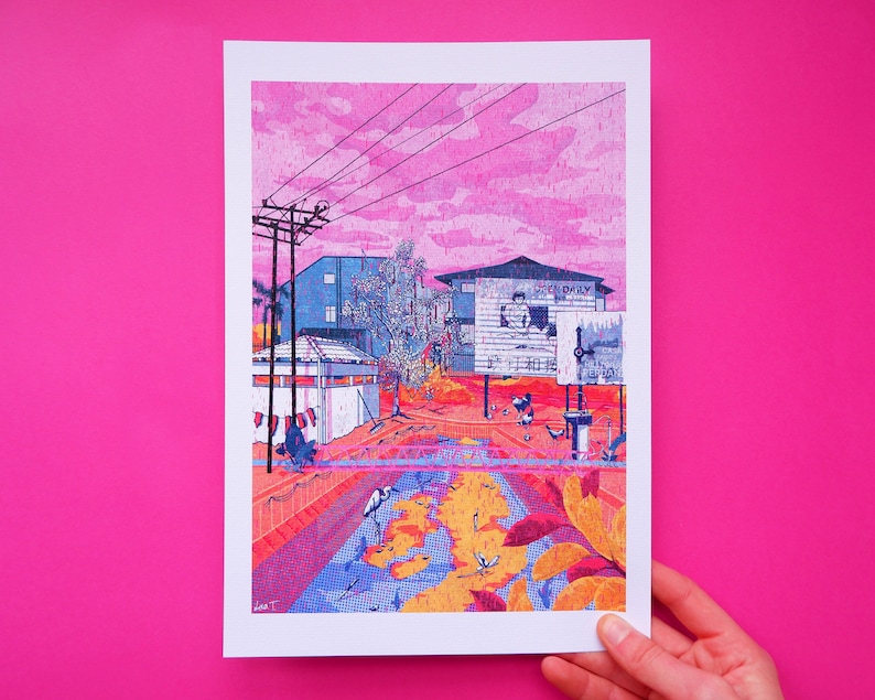 A4 ART PRINT - Colourful Malaysian Landscape - Hand Drawn/digital Art ...