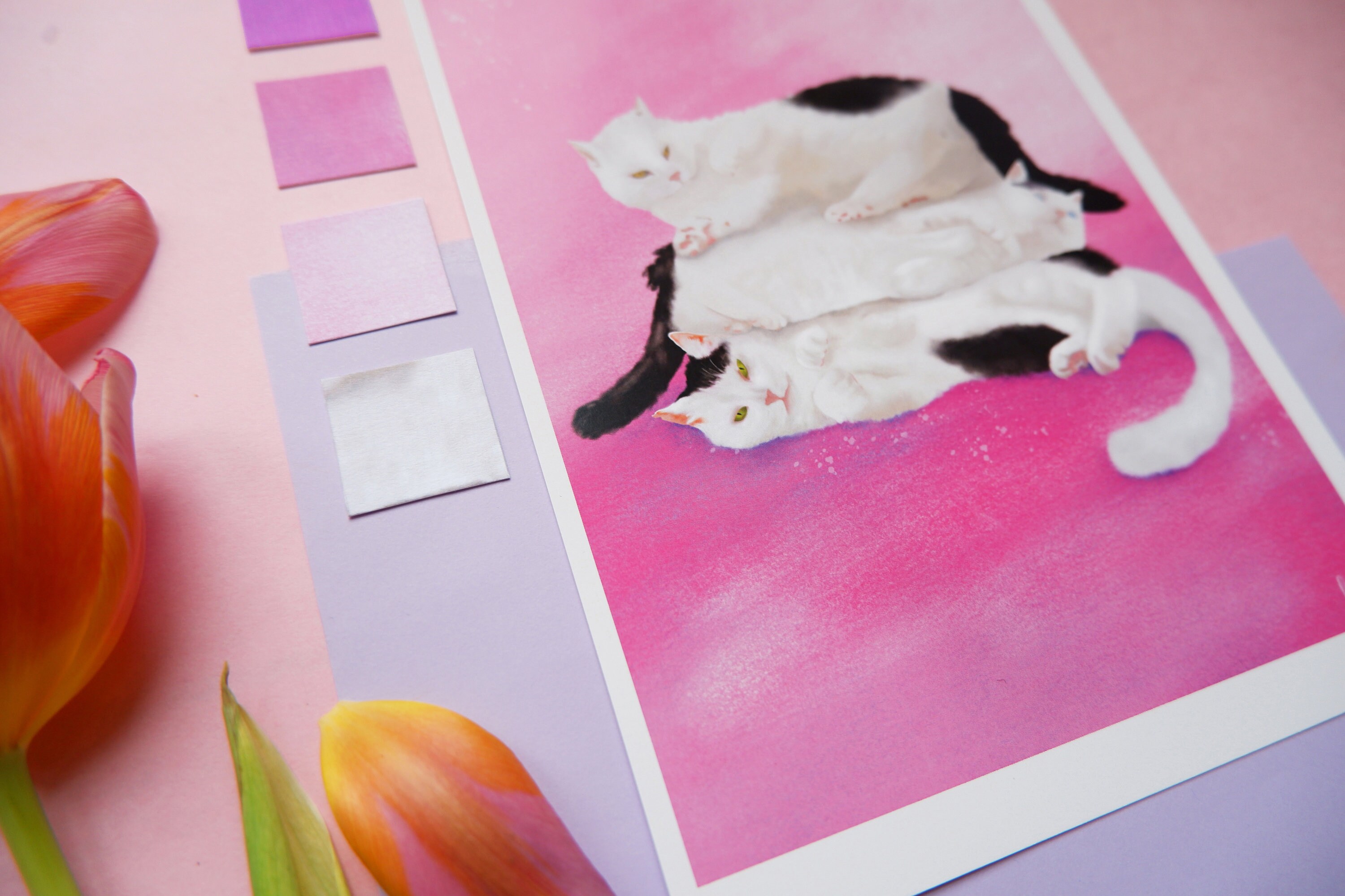 A5 ART PRINT Smushed Cats Digital Painting Mini Art | Etsy