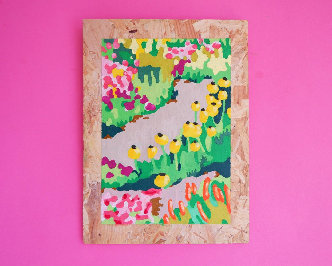 ORIGINAL ART - Garden Path - Oil Pastel Drawing on Chipboard - Wall ...