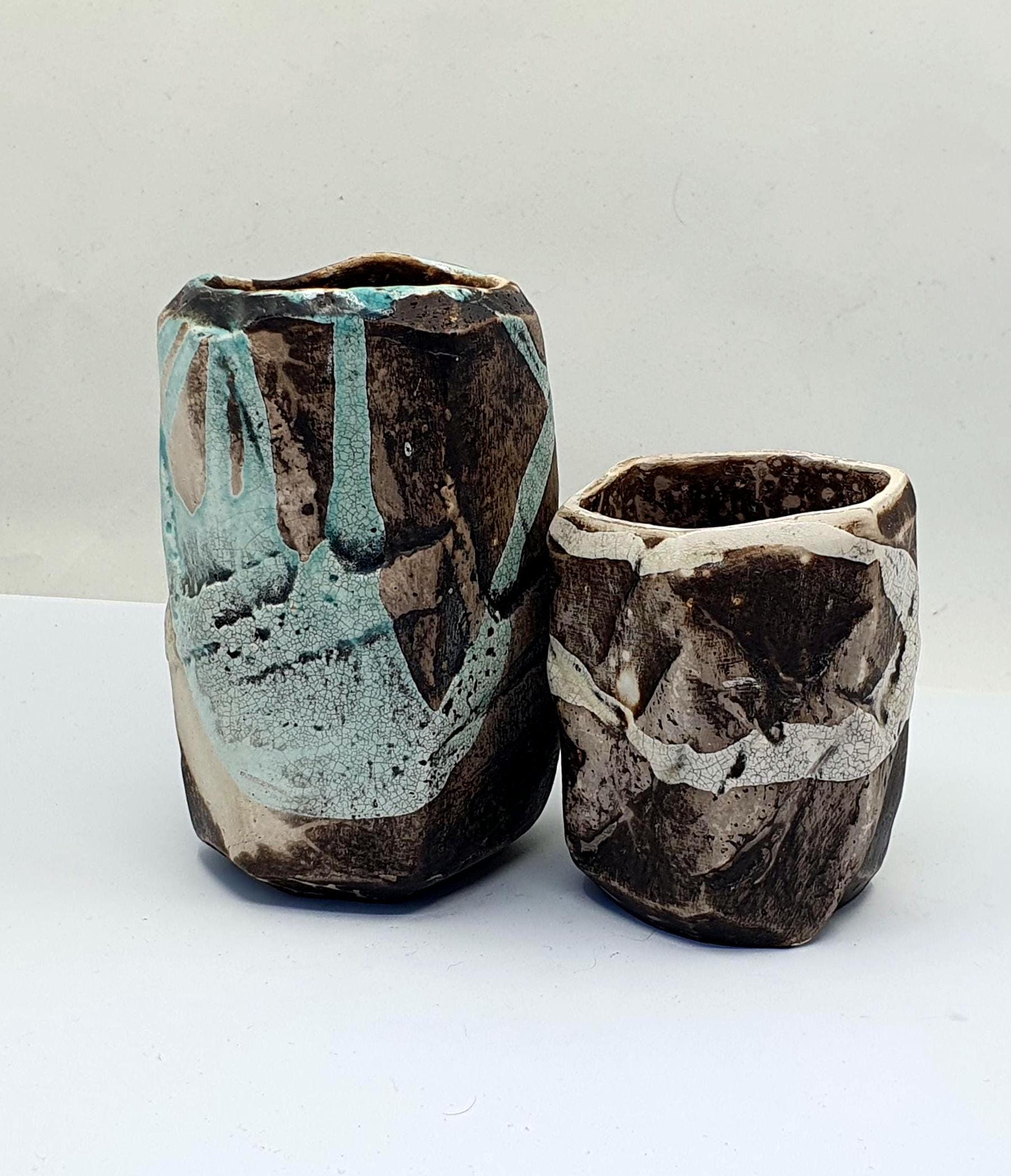 Small Obvara Vases (pair), Kurinuki, Raku Firing - Etsy