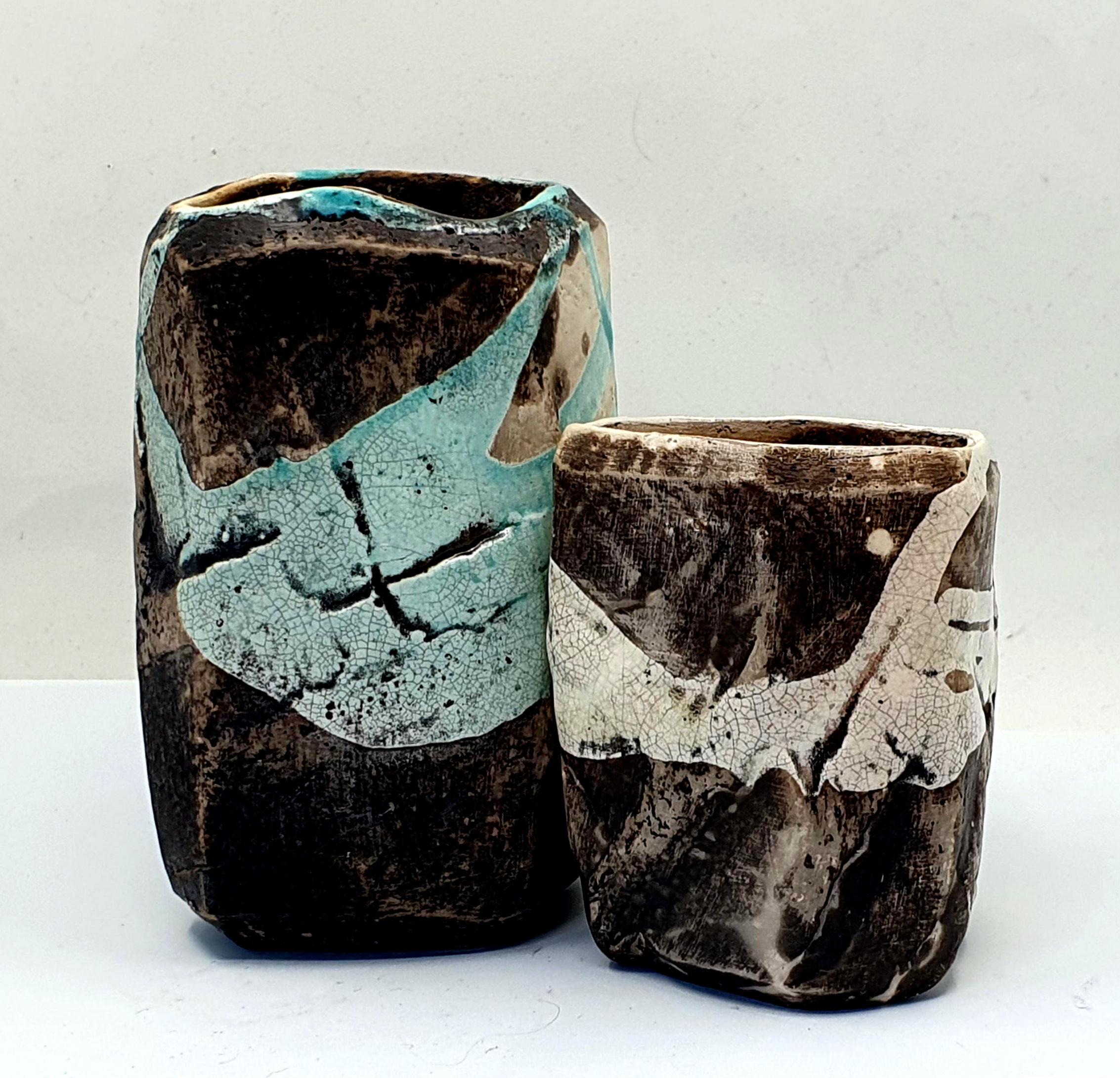 Small Obvara Vases (pair), Kurinuki, Raku Firing - Etsy