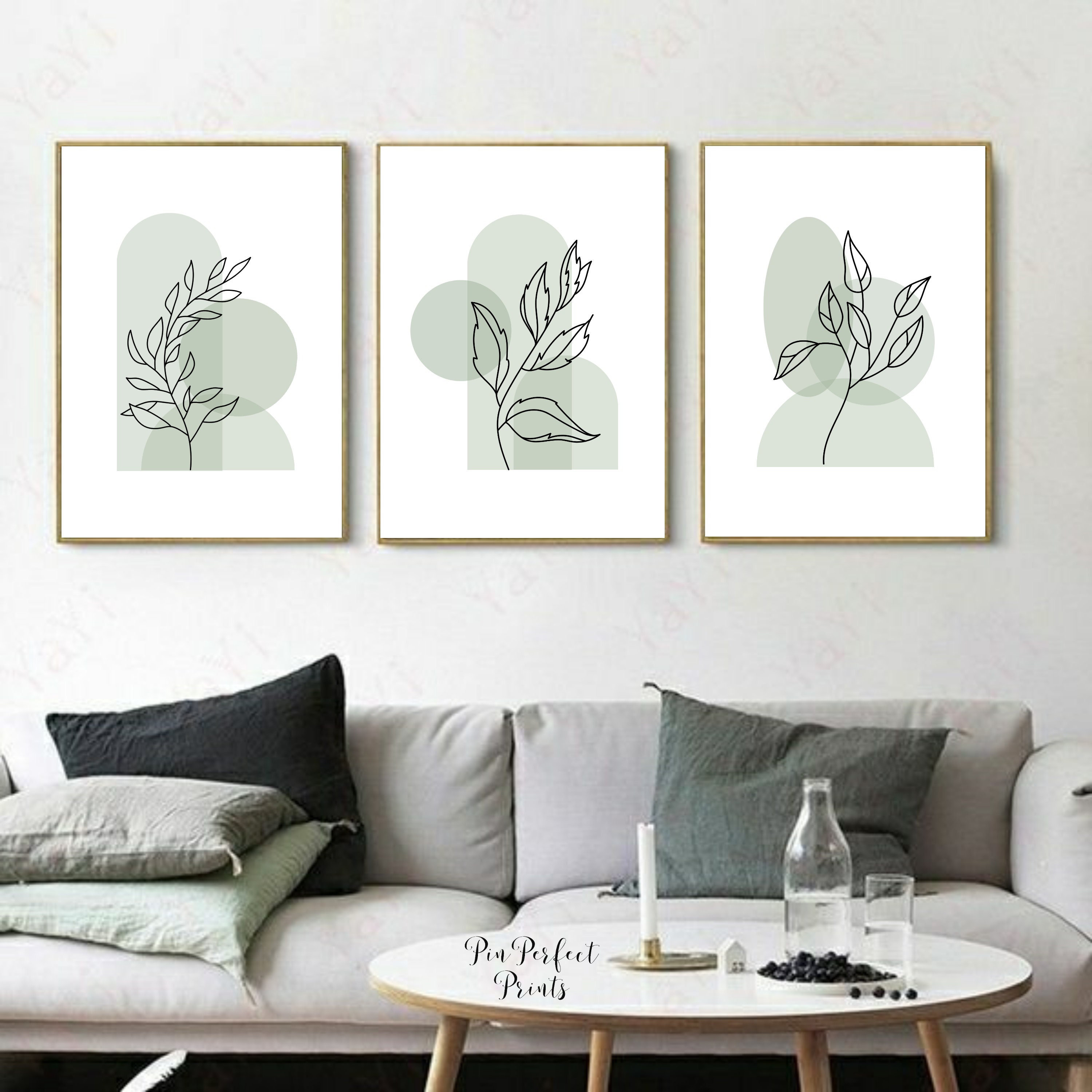 Neutral Wall Decor, Instant Download Prints, Leaf Art Prints, Set of 3 ...