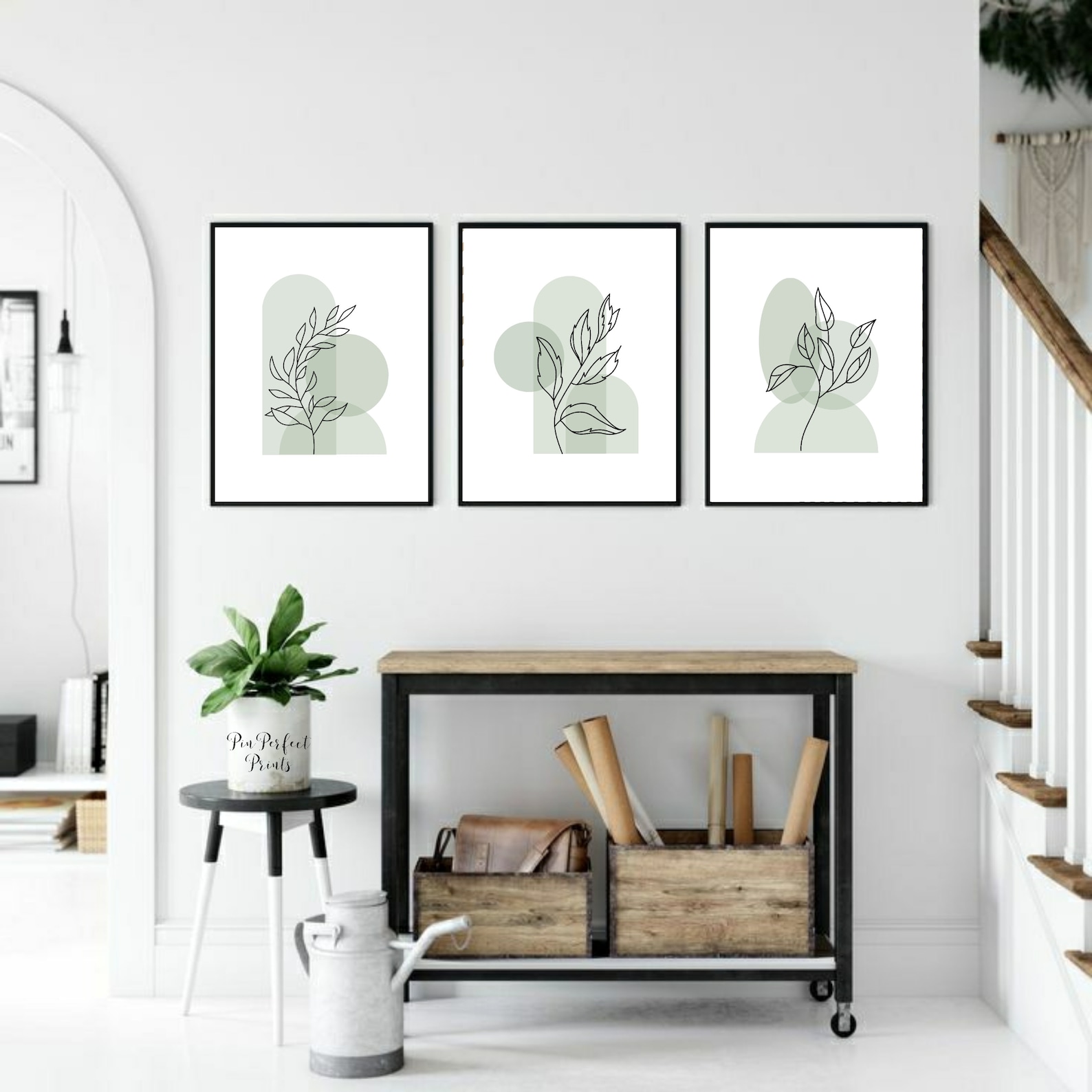 Neutral Wall Decor, Instant Download Prints, Leaf Art Prints, Set of 3 ...