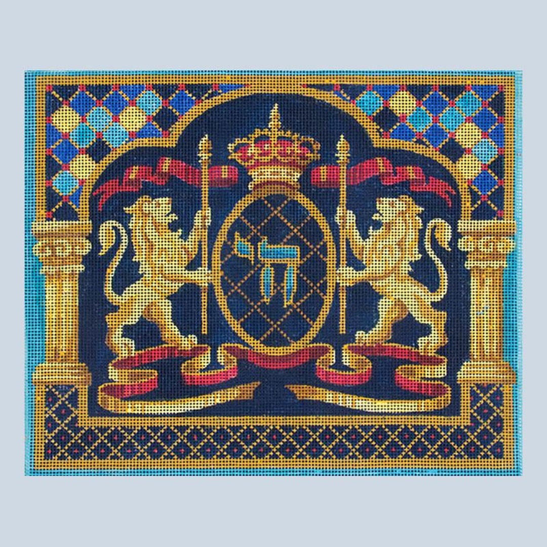 Judaic Tapestry Needlepoint Kit - Lions of Judah Tallith Bag - Premium ...