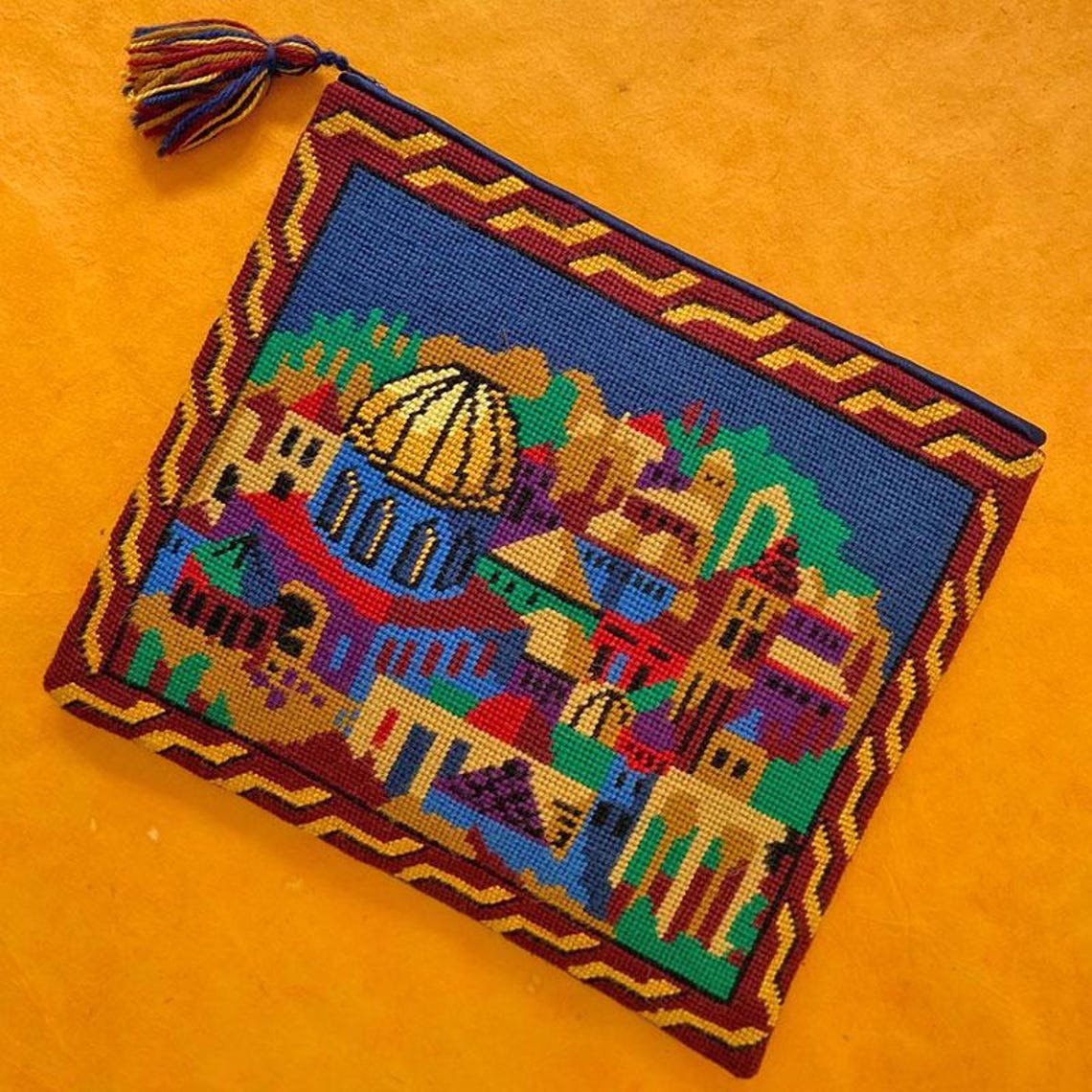 Judaic Tapestry Needlepoint Kit - Jerusalem Blue/silver Tallith Bag ...