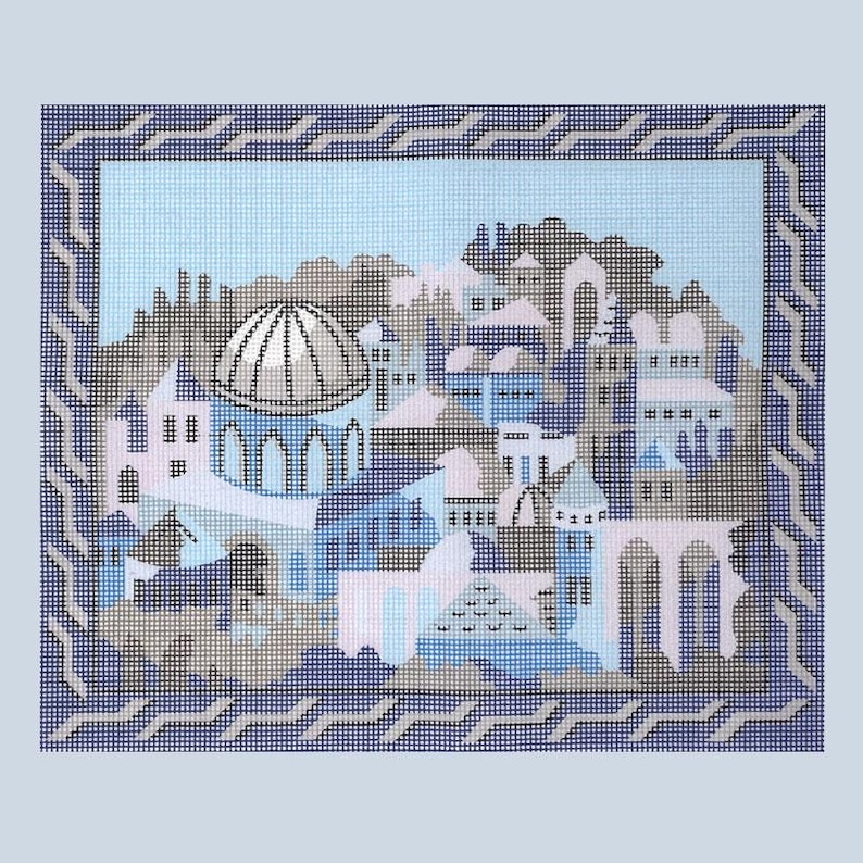 Judaic Tapestry Needlepoint Kit - Jerusalem Blue/silver Tallith Bag ...