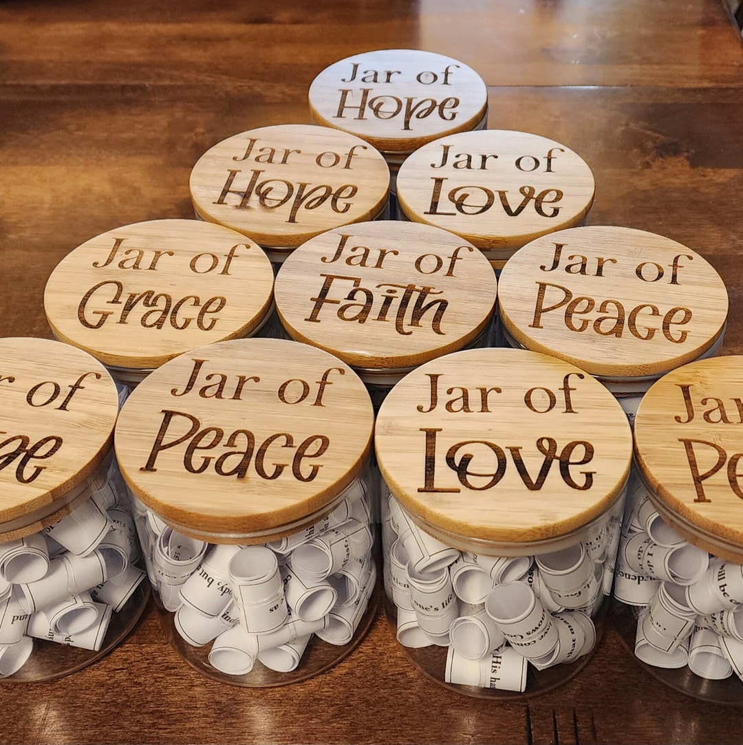 Encouragement Jar, Refills, Hope, Love, Faith, Grace, Peace, Courage ...