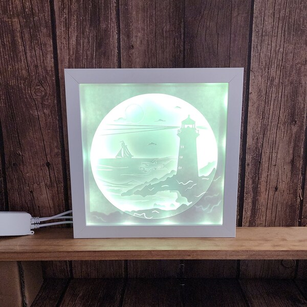3d Lighted Shadow Box Lighthouse - Etsy