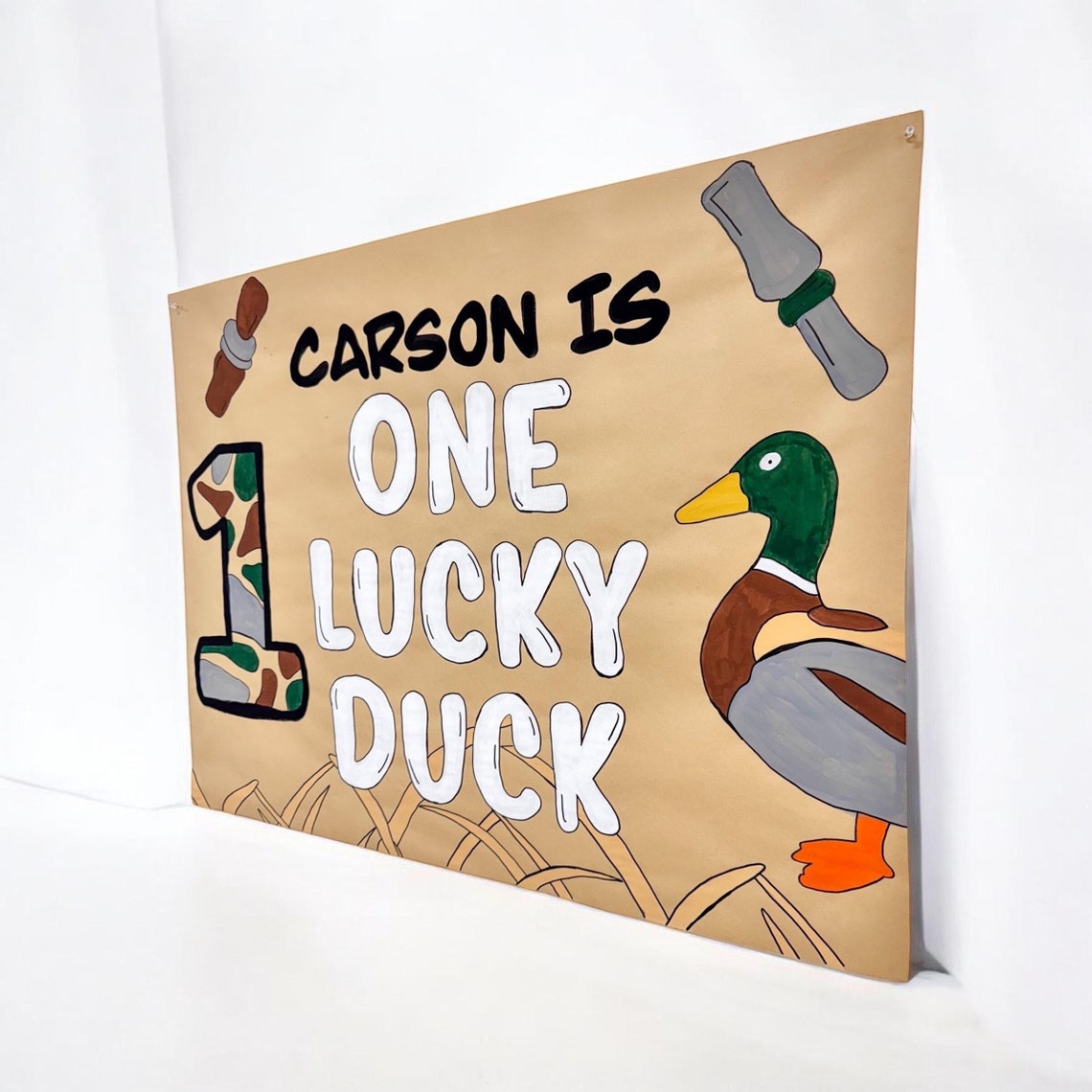 Hand Painted Party Banner | One Lucky Duck | First Birthday Decorations ...