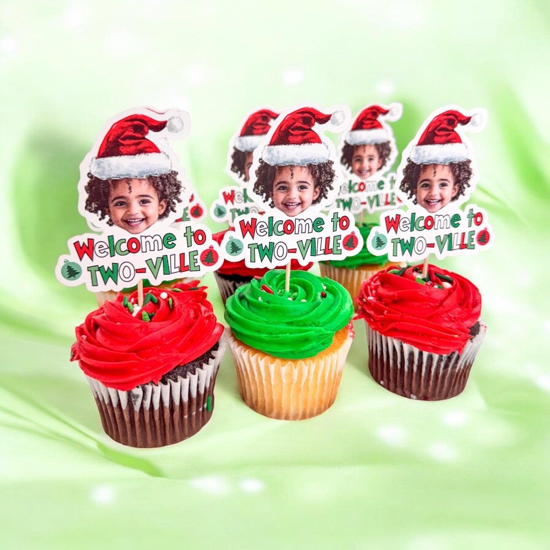 Red and Green Welcome to Two-ville Cupcake Toppers | 2nd Birthday ...