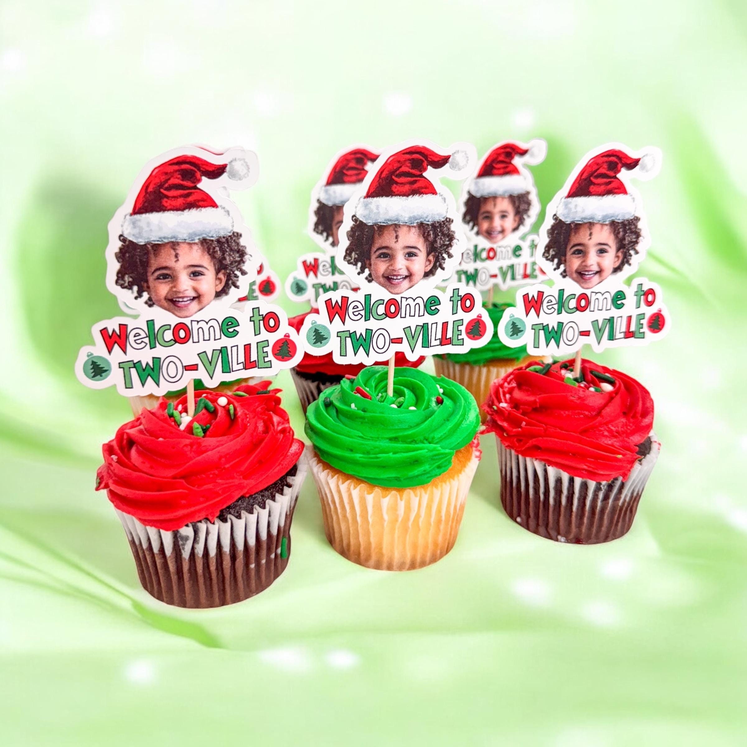 Red and Green Welcome to Two-ville Cupcake Toppers | 2nd Birthday ...