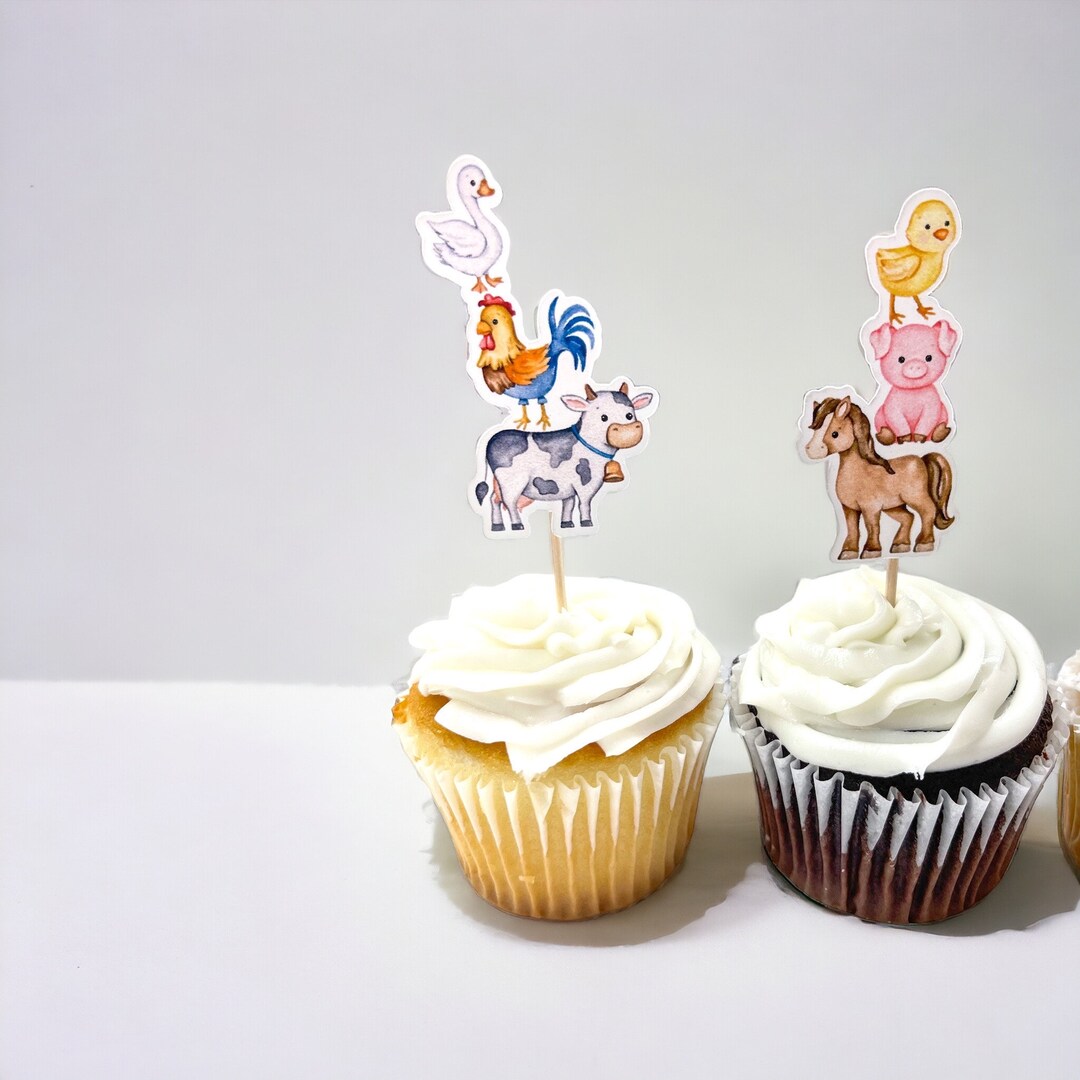 Farm Cupcake Toppers and Party Decorations, Farm Toppers, Farm Animals ...
