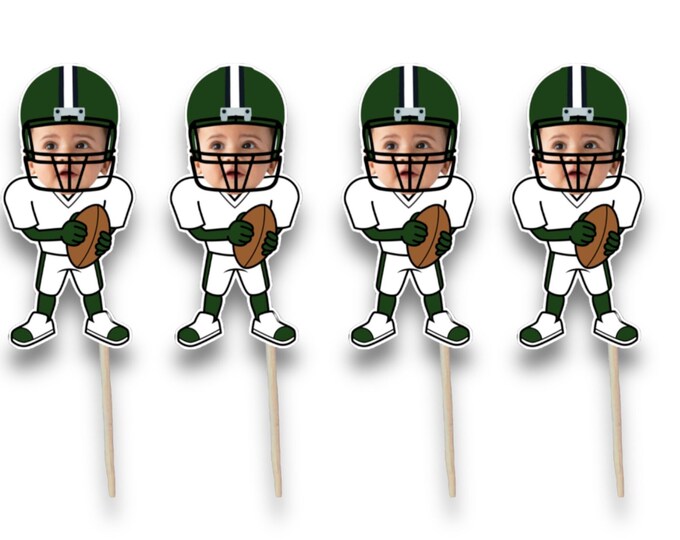 Football Cupcake Toppers | Football Photo Head | Party Supplies | First ...