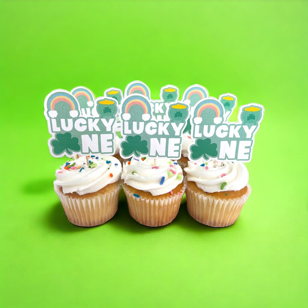 Lucky One Cupcake Toppers | First Birthday Toppers | 1st Birthday Saint ...