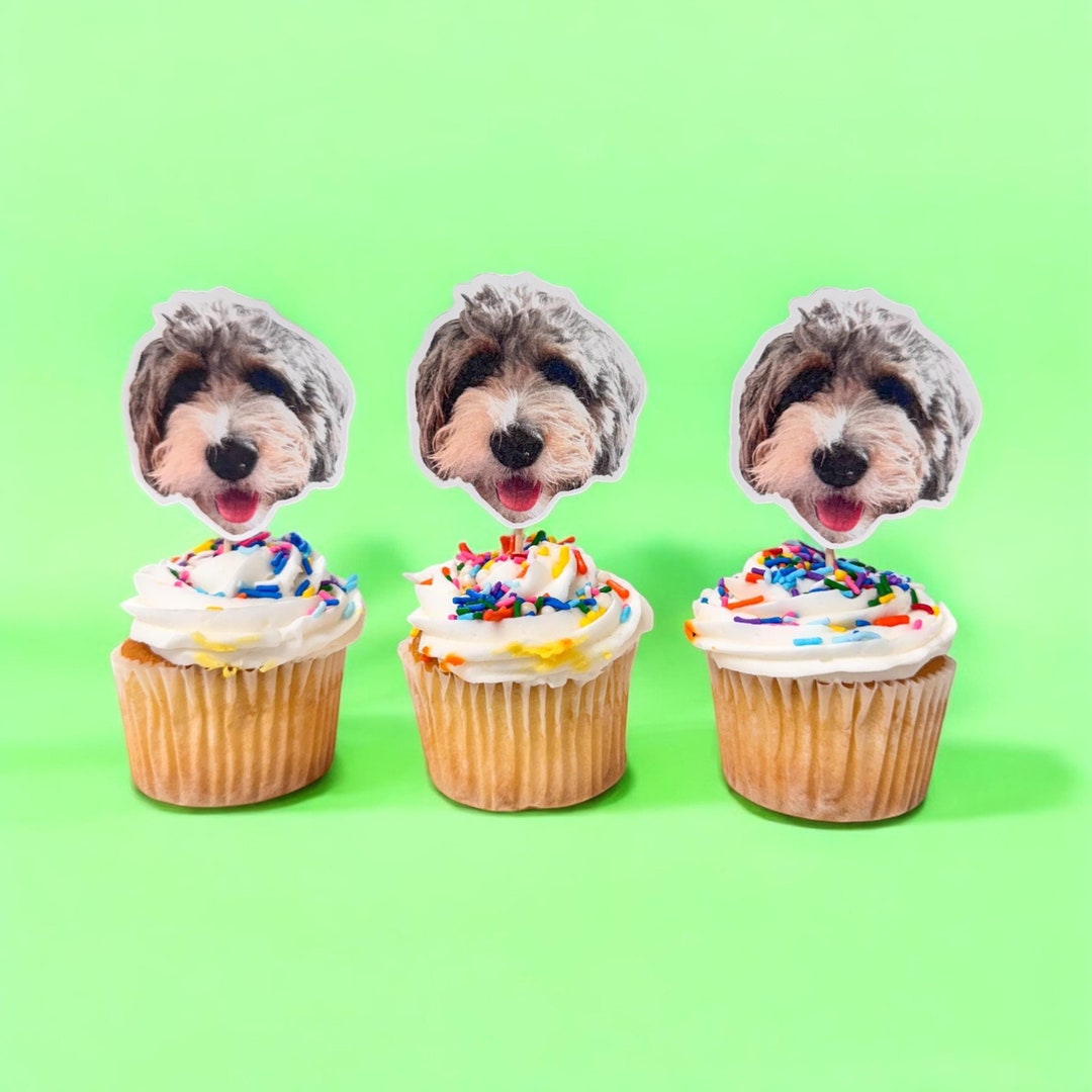 Dog Birthday Photo Toppers | Dog Party | Dog Cupcake Toppers | Pawty ...